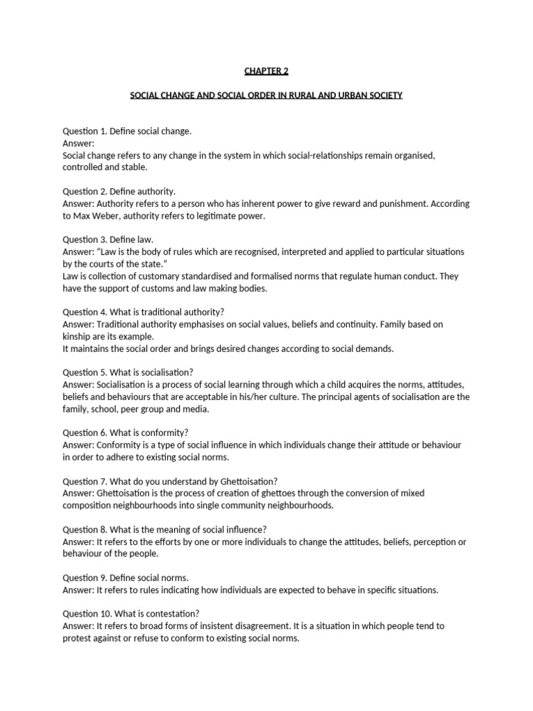 Chapter-2 (Social Change) (Understanding Society) | PDF | Socialization ...