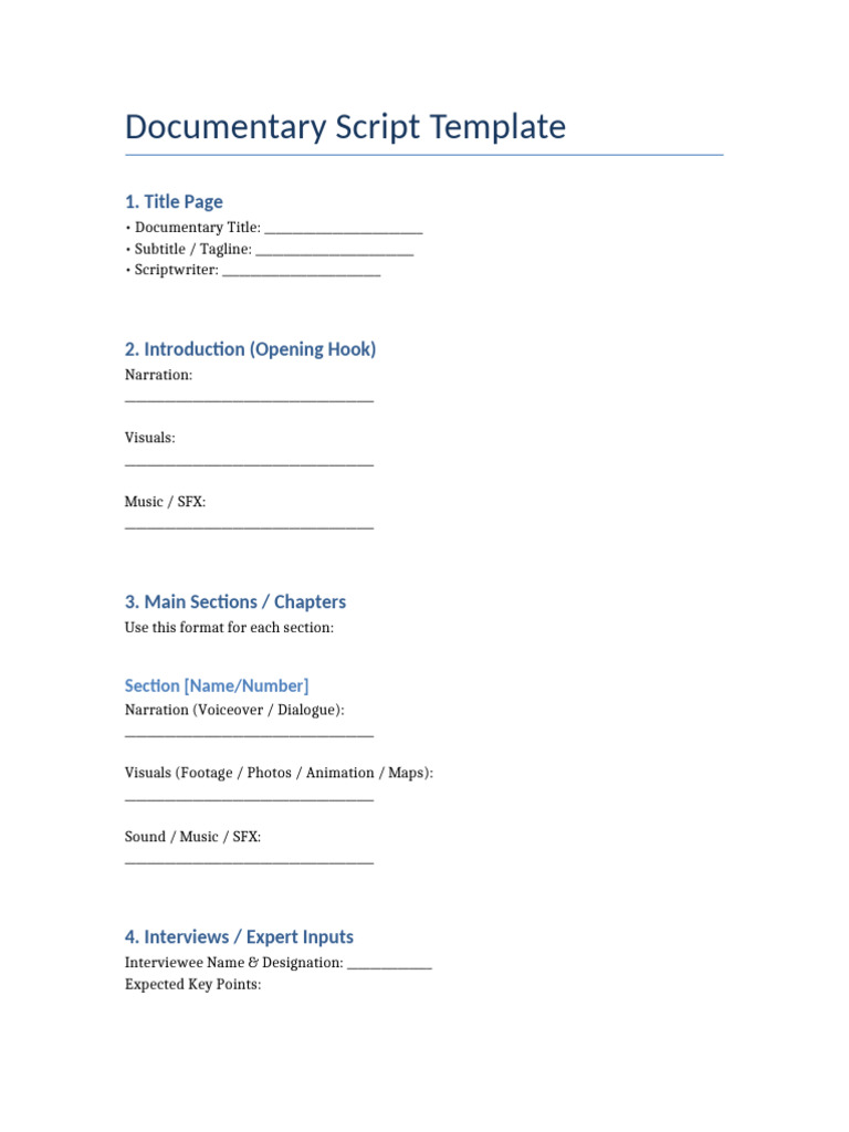 Documentary Script Template New | PDF