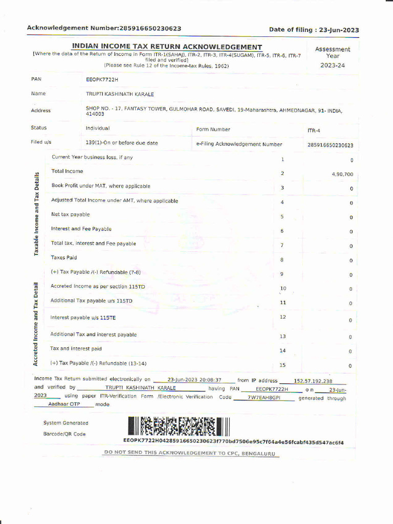 Trupti Karale A y 2023-24 CA | PDF
