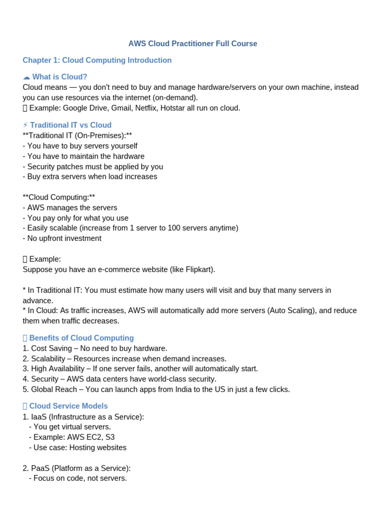 AWS Cloud Practitioner Chapter1 | PDF | Cloud Computing | Amazon Web Services