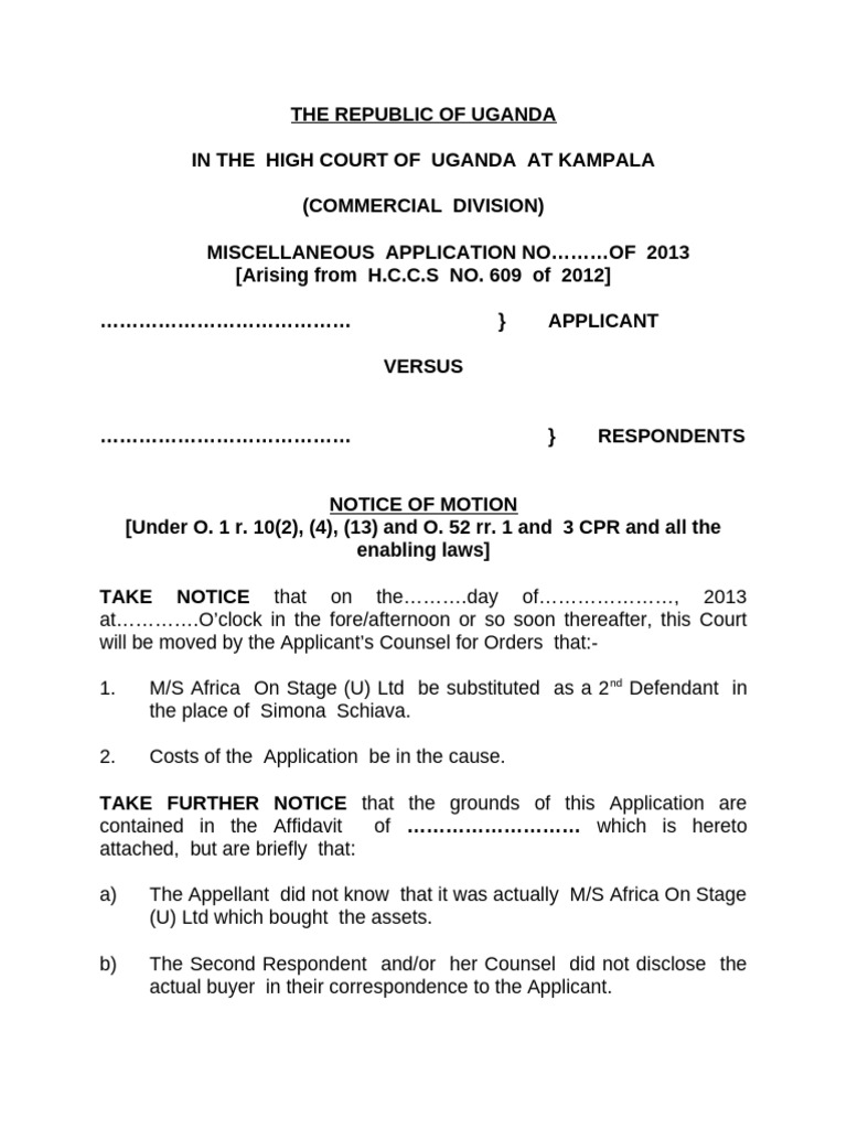 Notice of Motion | PDF | Injunction | Civil Law (Common Law)