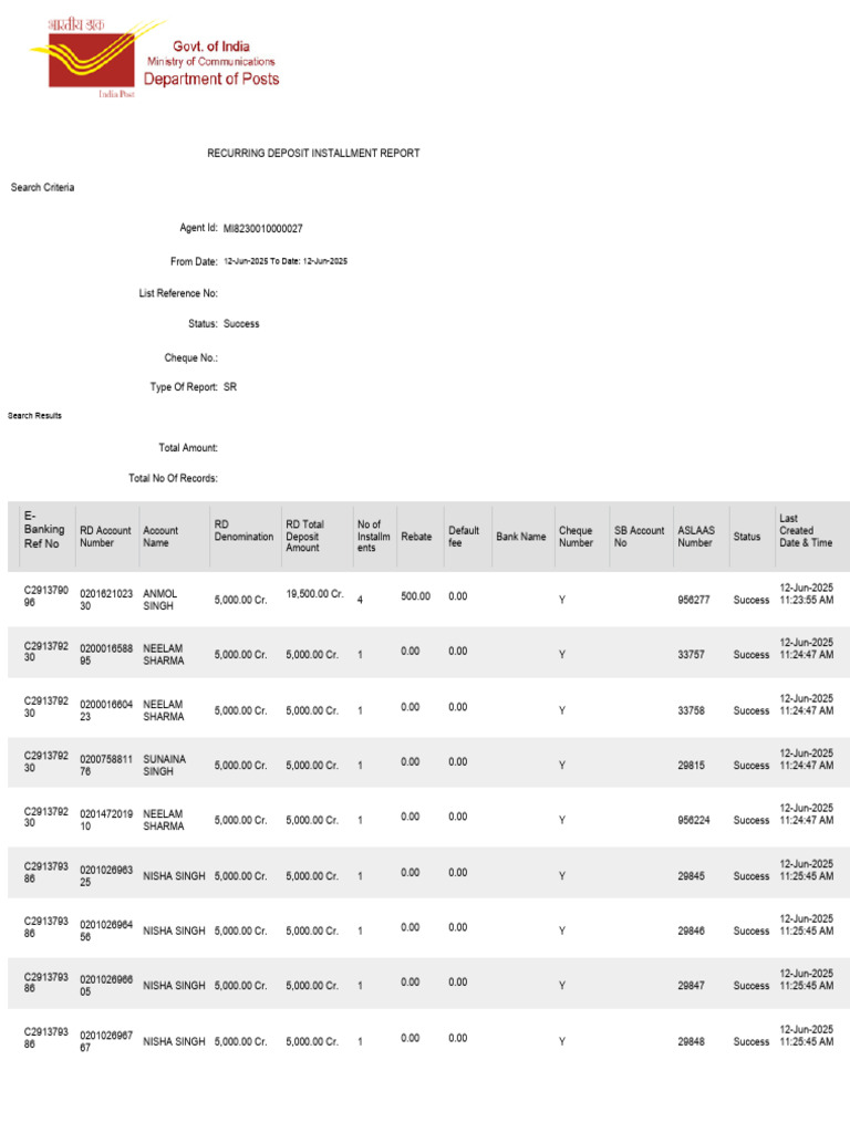 Recurring Deposit Installment Summary | PDF