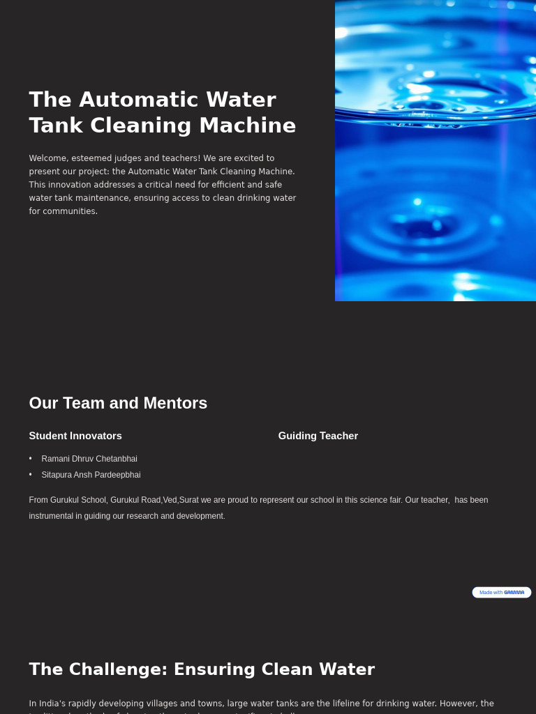 The Automatic Water Tank Cleaning Machine | PDF | Waste Management | Robot