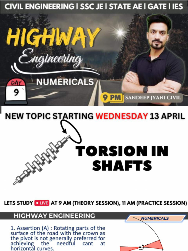 YT Session 9 Highway Engineering by Sandeep Jyani - SSC JE 2023 - STATE ...