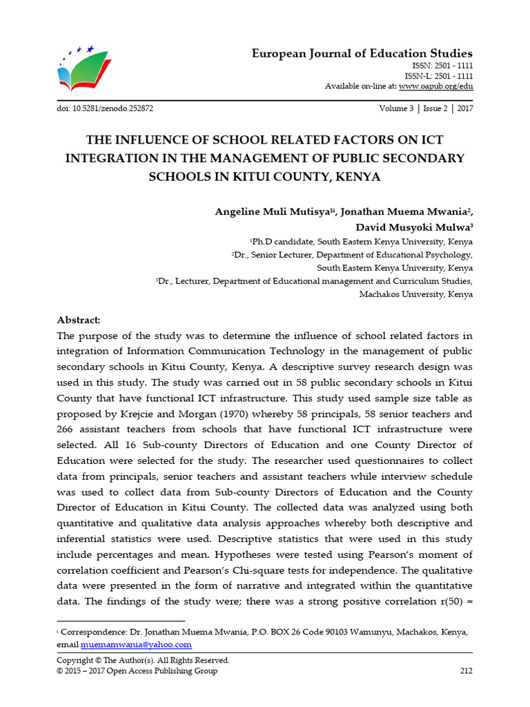 The Influence of School Related Factors | PDF | Statistics ...