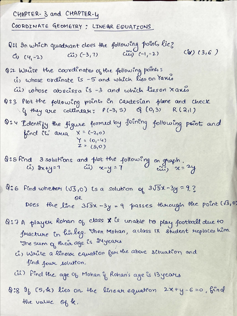 Coordinate Geometry and Linear Equations | PDF