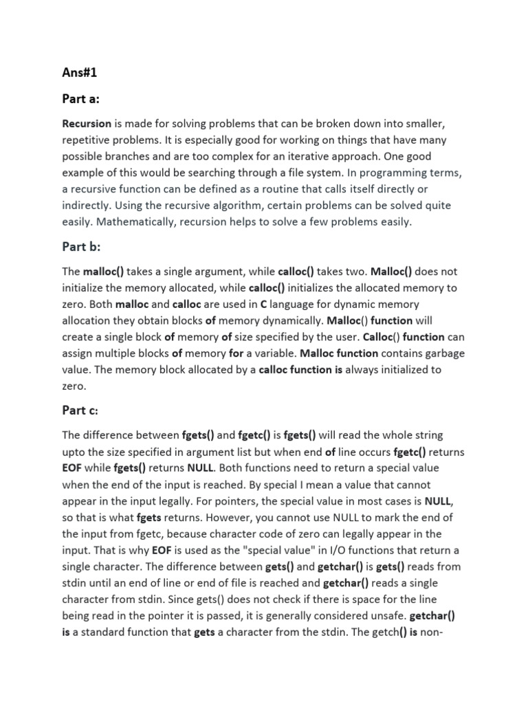 C Programming: Recursion and Memory Management | PDF