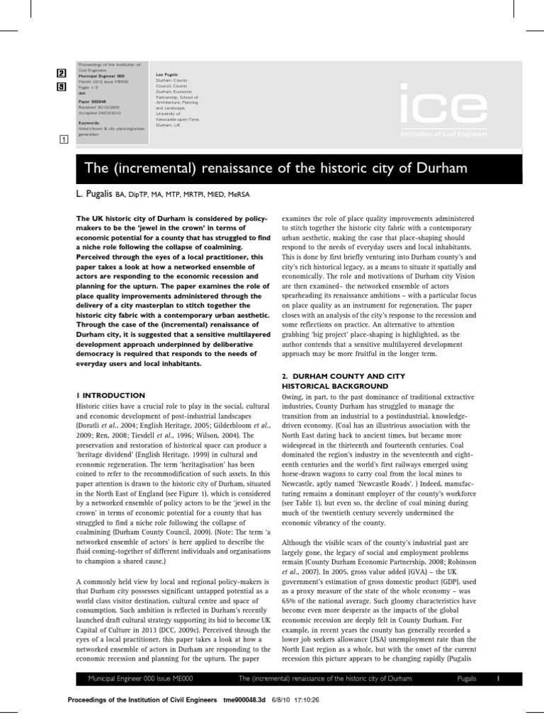 2010 - The Incremental Renaissance of The Historic City of Durham | PDF ...