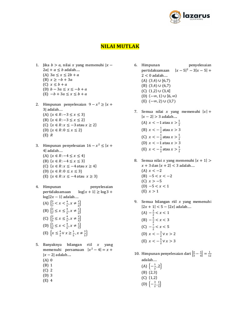 Soal-Matipa - Nilai Mutlak | PDF