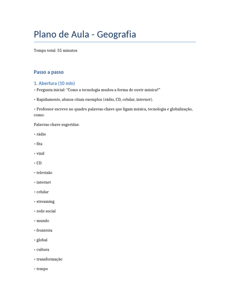 Aula de Geografia: Música e Globalização | PDF | Brasil | Rap (gênero ...