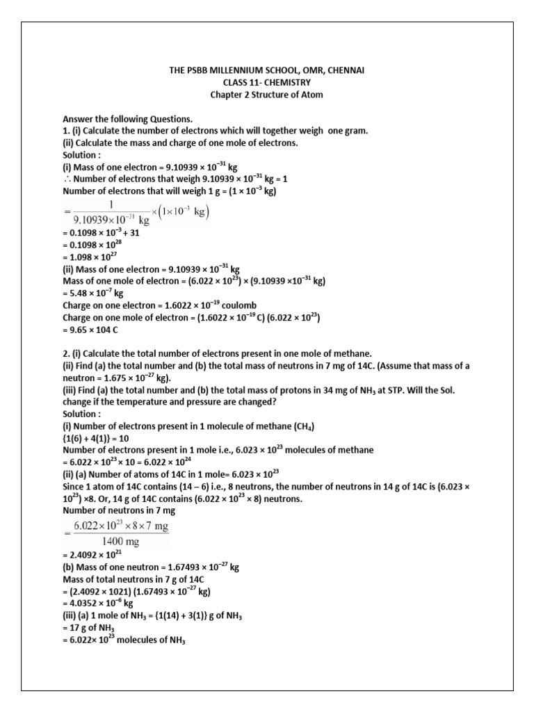 Ncert-Chapter 2 - Structure of Atom | PDF | Electronvolt | Spectral Line