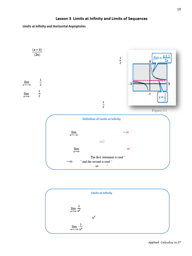 Lesson 3 Limits at Infinity and Limits of Sequences | PDF | Limit (Mathematics) | Asymptote