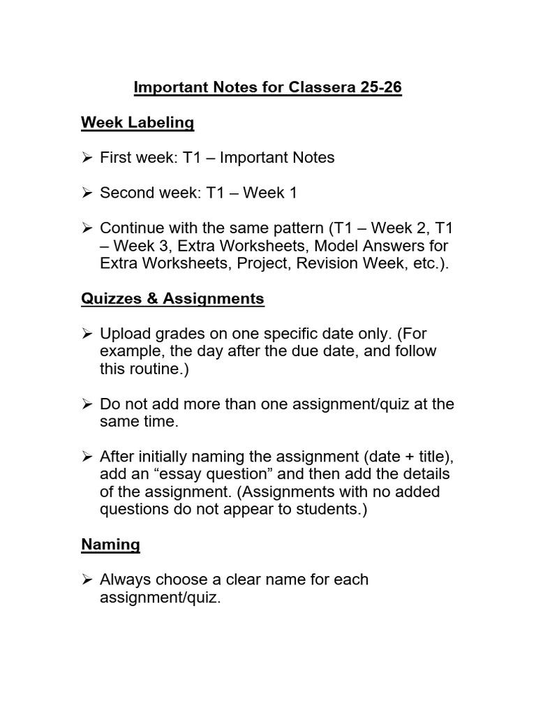 Classera 25-26 Important Notes Guide | PDF