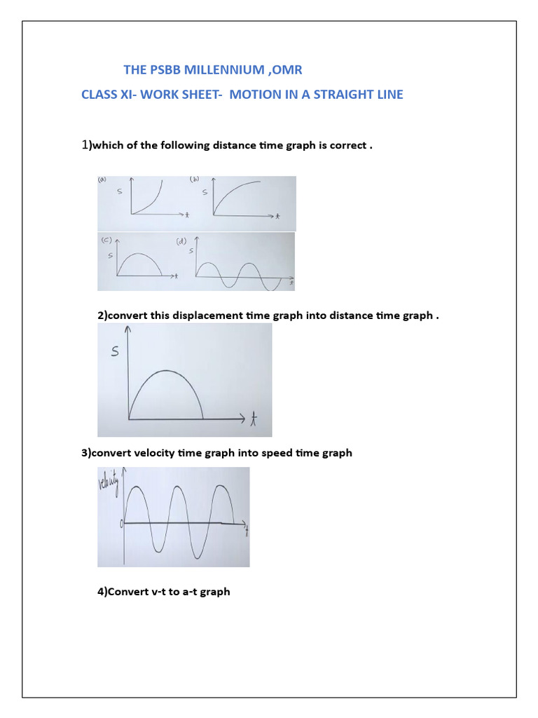 Motion in A Straight Line - Graph | PDF