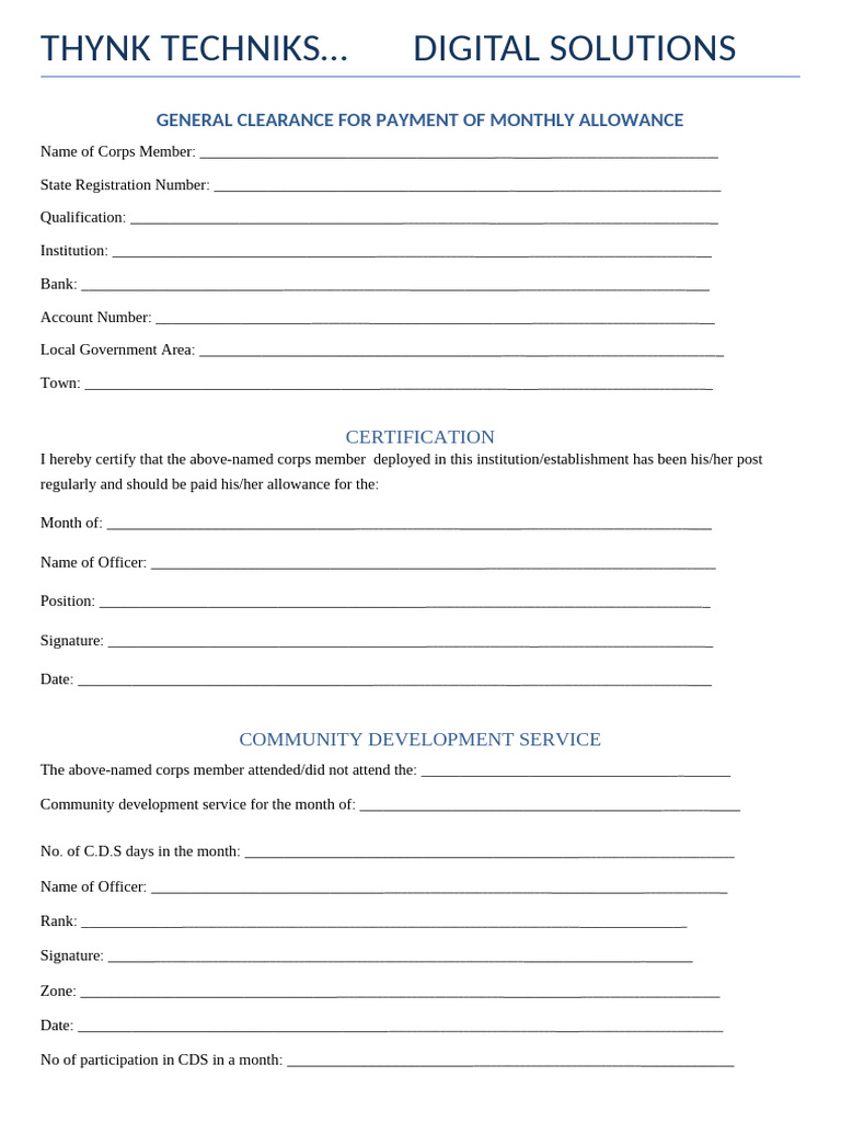 Thynk Edited Clearance Form | PDF