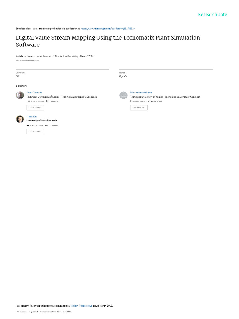 Digital Value Stream Mapping Using Tecnomatix Plant Simulation | PDF | Simulation | Inventory