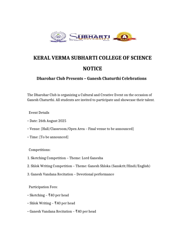 Ganesh Chaturthi Notice With Rules (1) - 1 | PDF