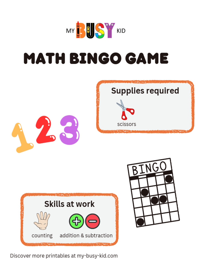 Math Bingo Game for Kids | PDF