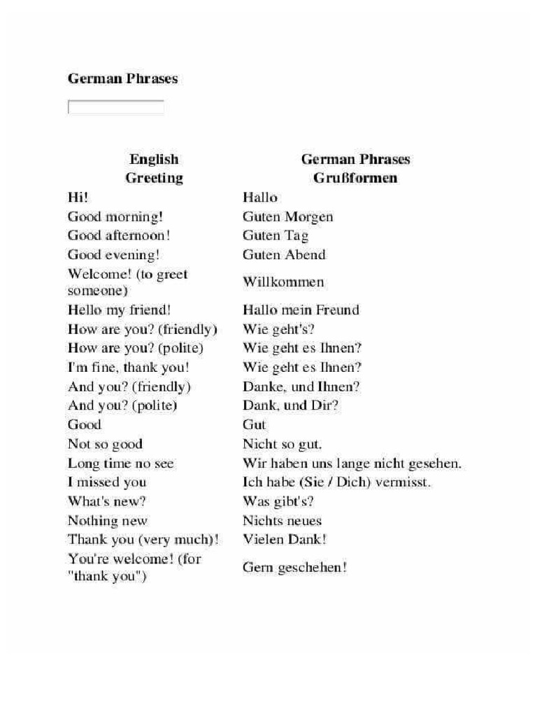 German Phrases | PDF