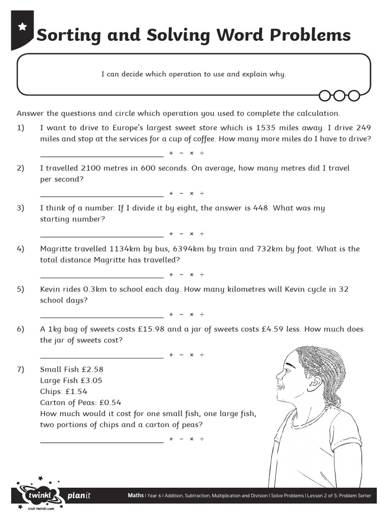 Differentiated Sorting and Solving Word Problems Activity Sheets | PDF ...