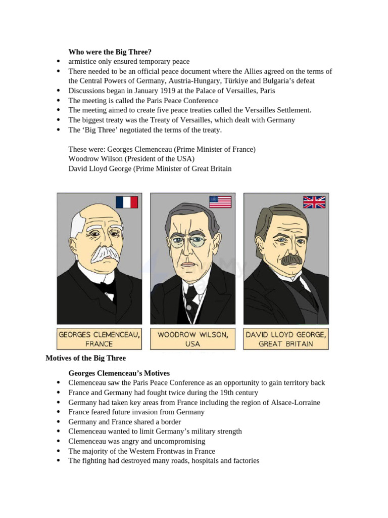 Big Three and Motives | PDF | Treaty Of Versailles | German Empire