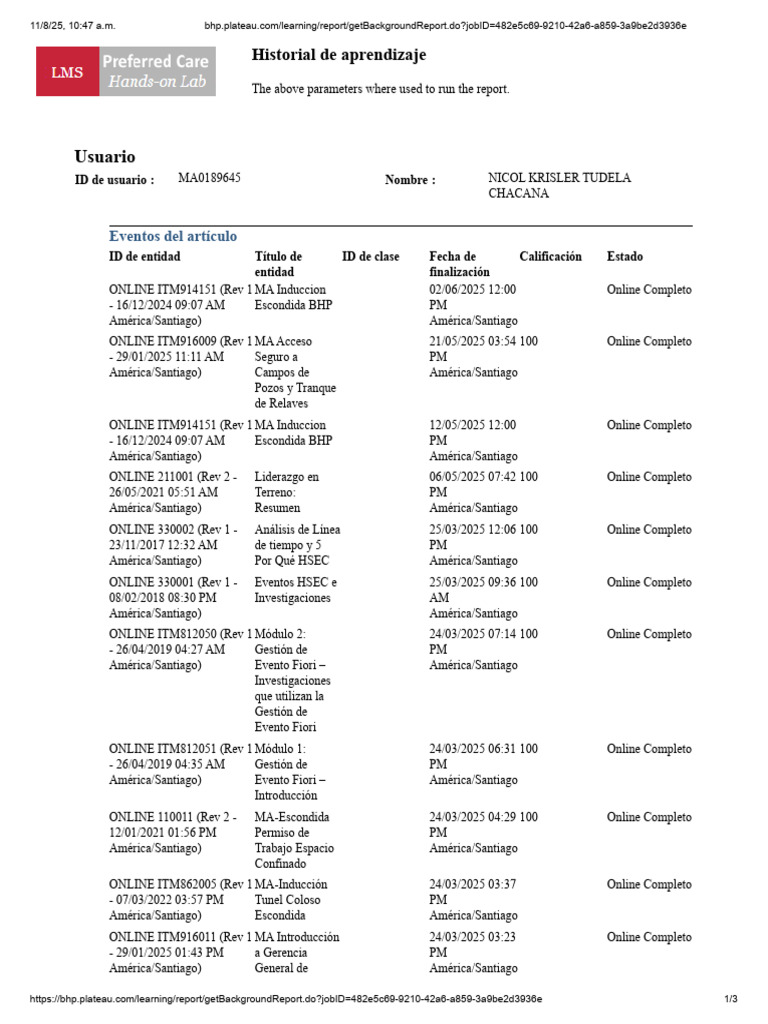 Learning Report getBackgroundReport - Do jobID | PDF