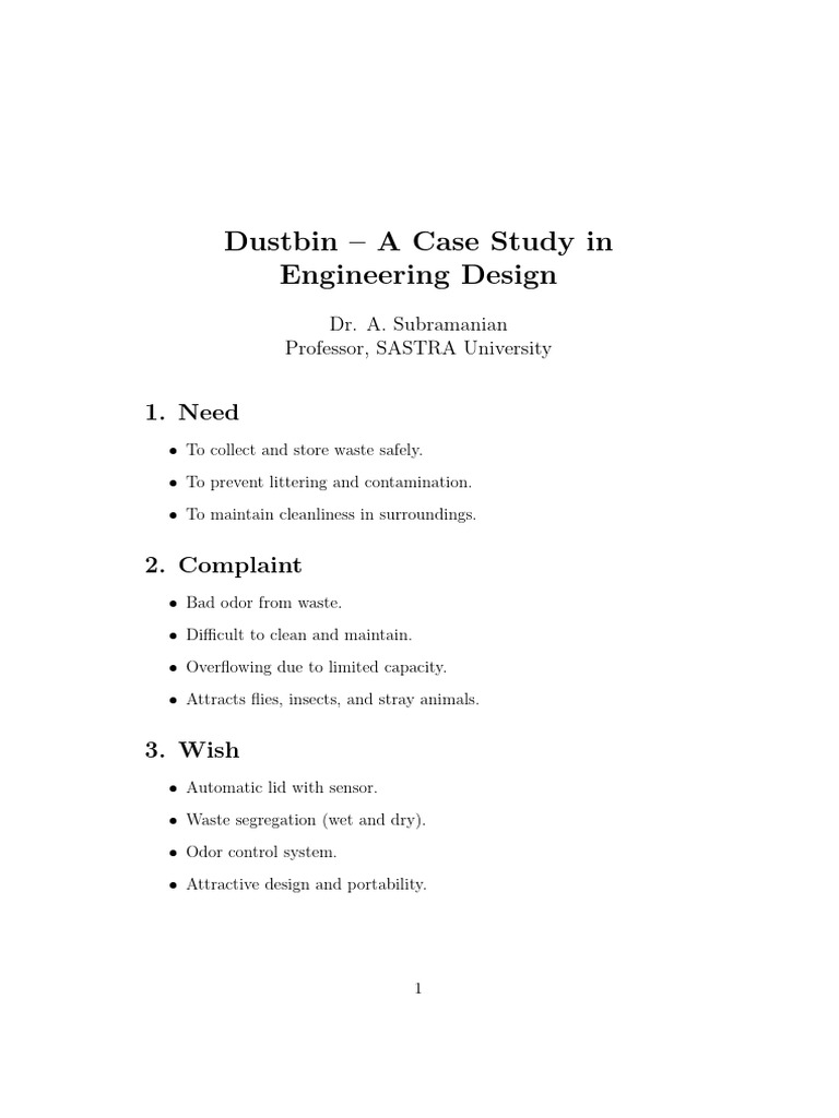 Innovative Dustbin Design Case Study | PDF
