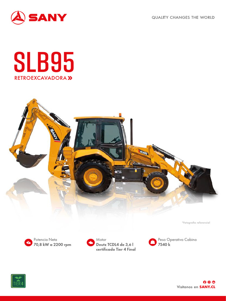 Retroexcavadora SANY SLB95 Especificaciones | PDF | Vehículos ...