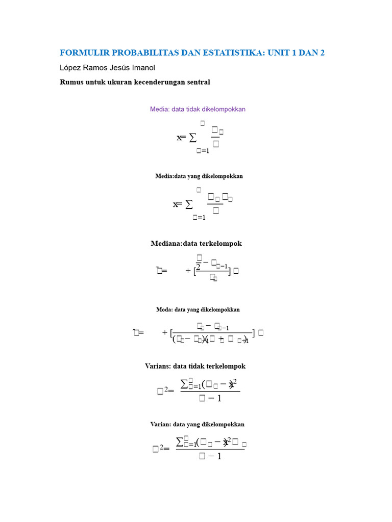 Rumus Dasar Probabilitas dan Statistik | PDF