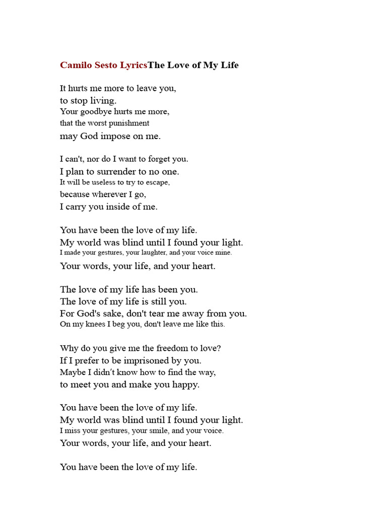 The Love of My Life | PDF