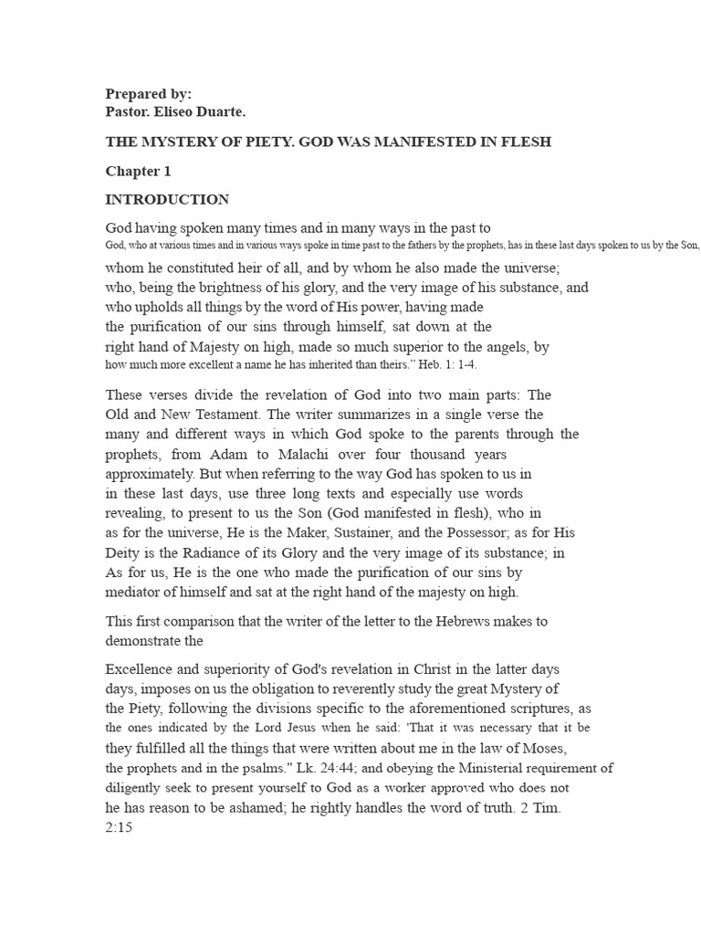 The Mystery of Piety - Eliseo Duarte.docx | PDF | Genesis Creation Narrative | Jacob