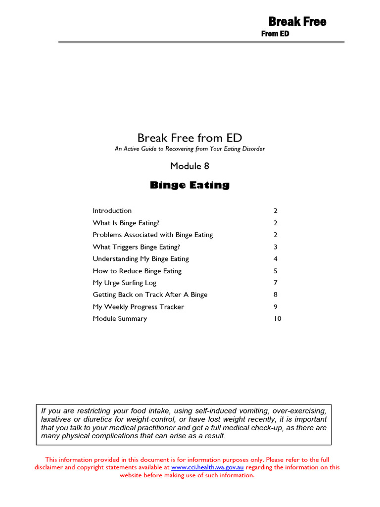 Break Free From ED - 08 - Binge Eating | PDF | Eating | Eating Disorder