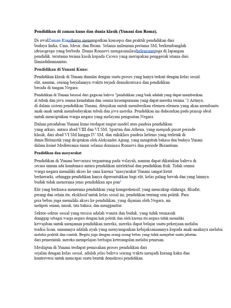 Pendidikan Kuno: Yunani dan Roma | PDF