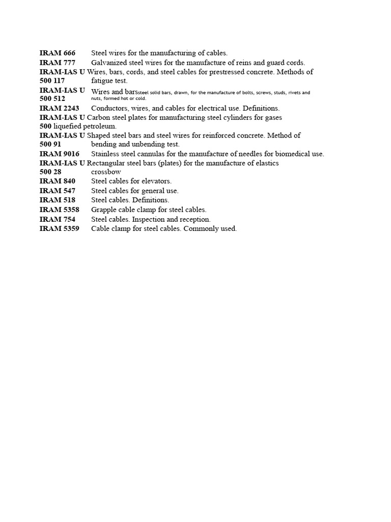 IRAM Standards for Steel Wires and Cables | PDF