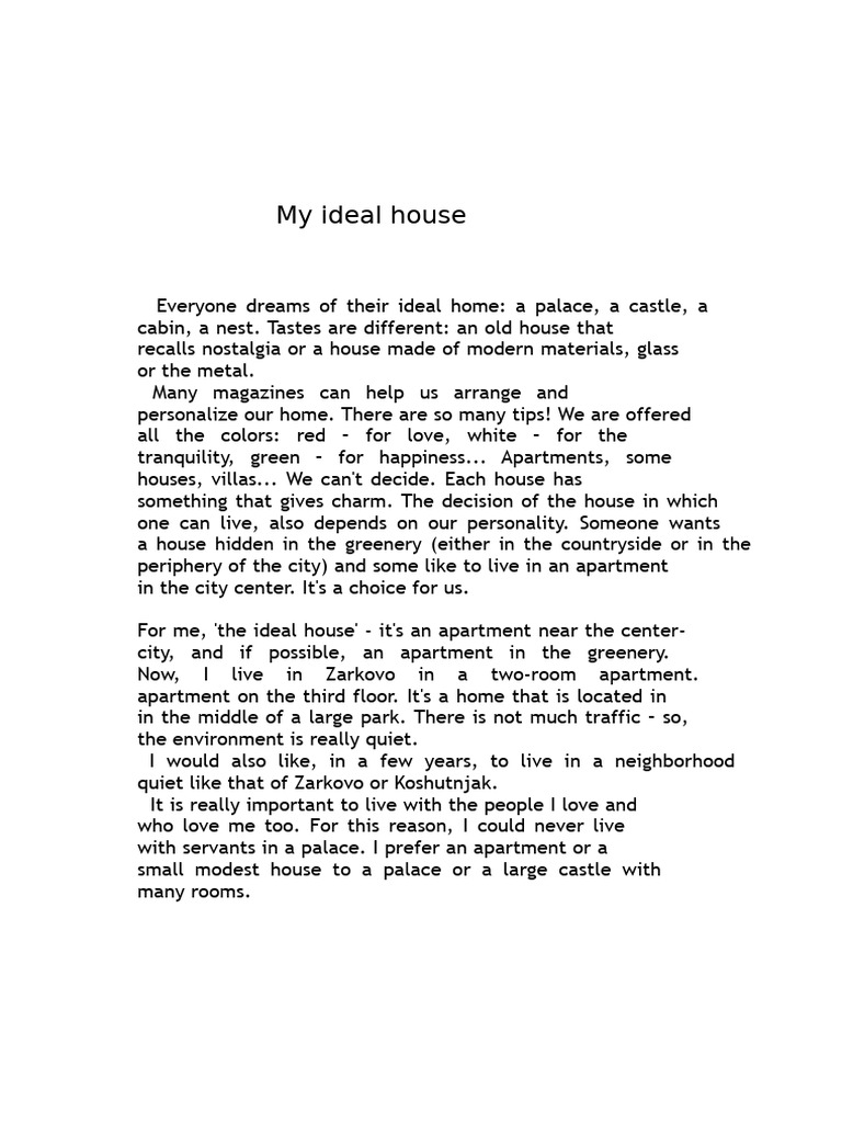 My Ideal House | PDF