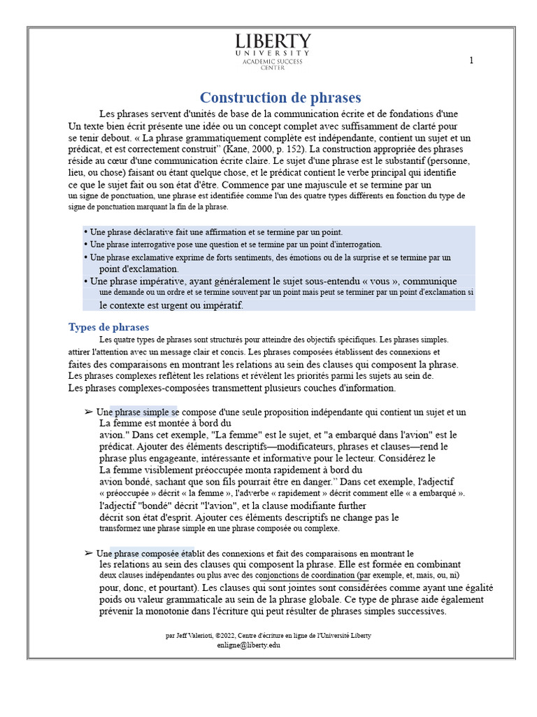 Types et construction de phrases efficaces | PDF | Phrase | Clause