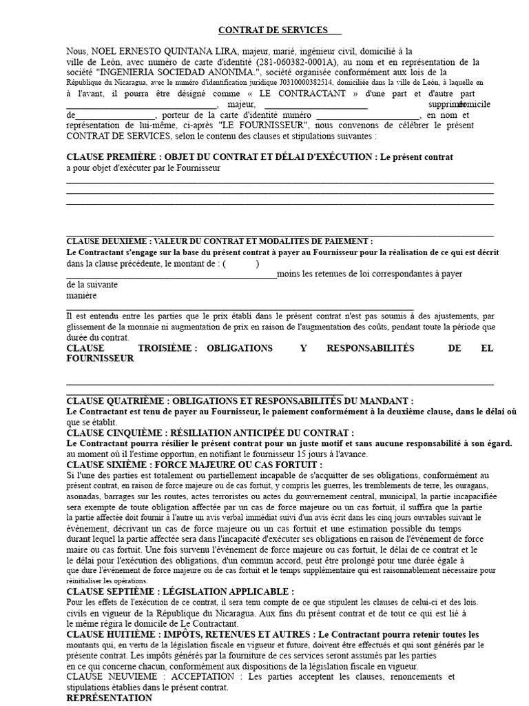 Contrat de Services entre Parties | PDF