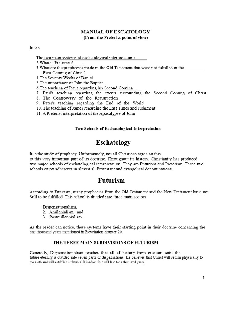 Understanding Preterist Eschatology | PDF | John The Baptist | Bible ...
