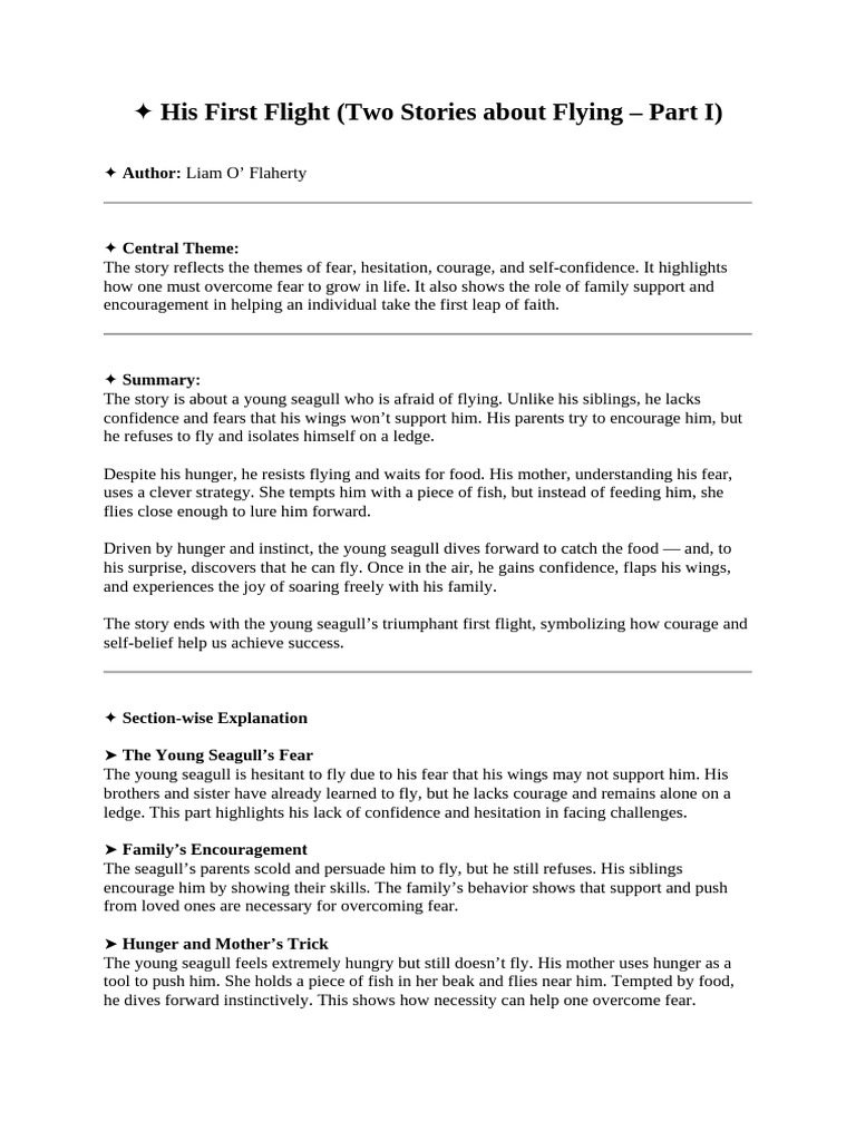 Overcoming Fear: A Seagull's First Flight | PDF | Courage