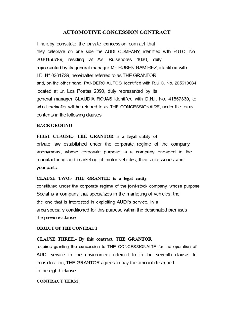 Automotive Concession Contract | PDF | Arbitration | Common Law
