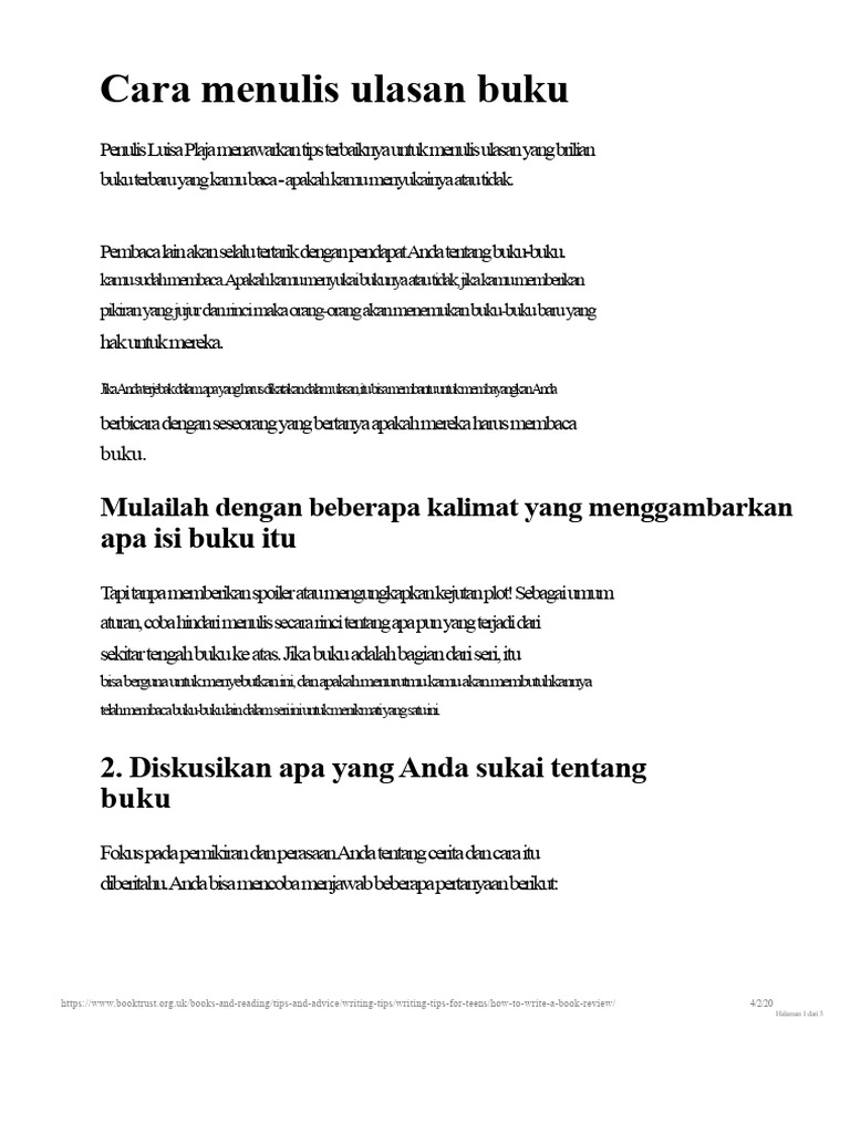 Cara Menulis Ulasan Buku Booktrust Pdf