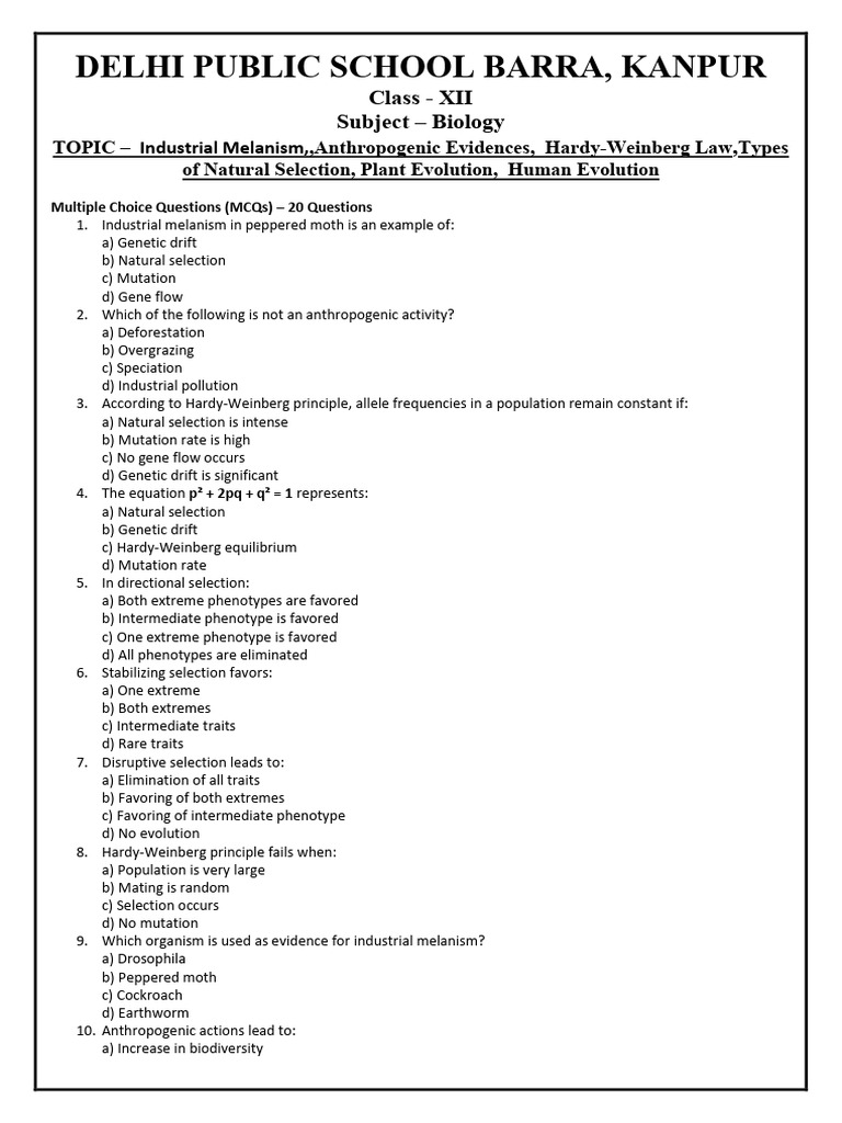 EVOLUTION - Industrial MelanismAnthropogenic EvidencesTypes of Natural SelectionPlant and Human ...