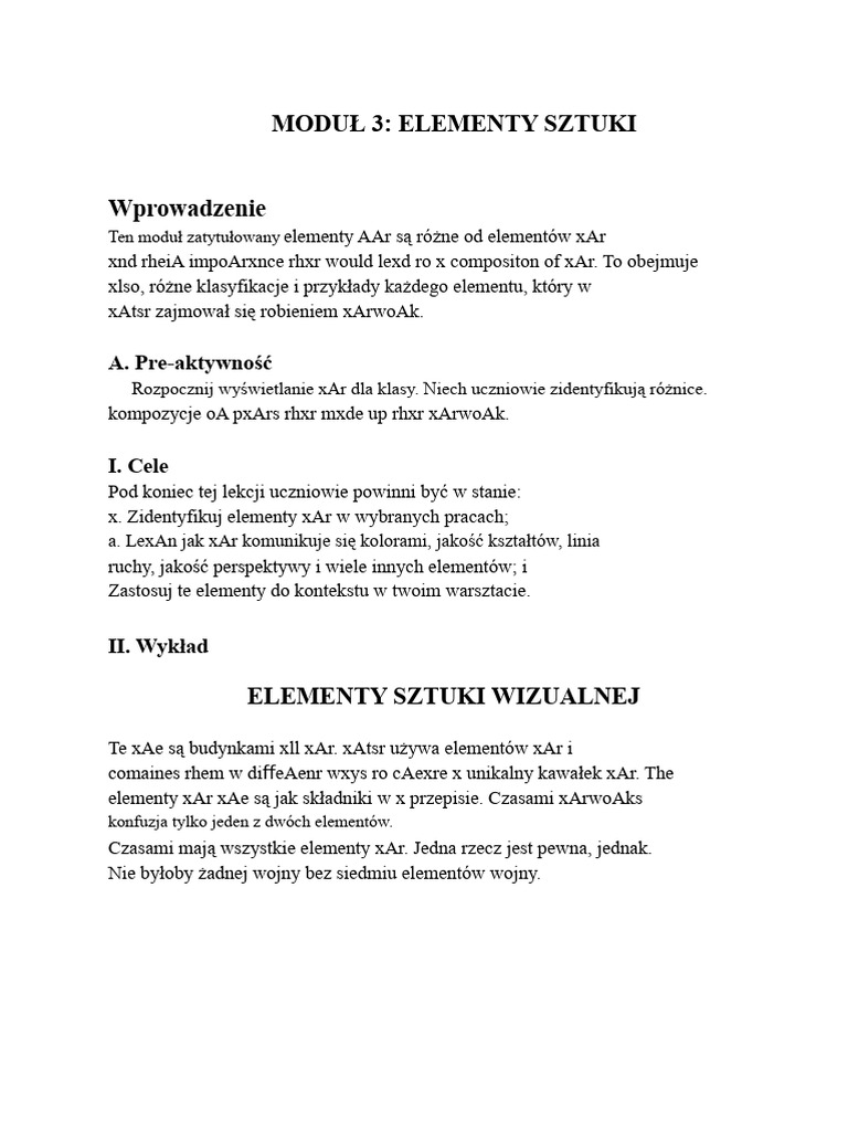Moduł 3 Elementy Sztuki | PDF
