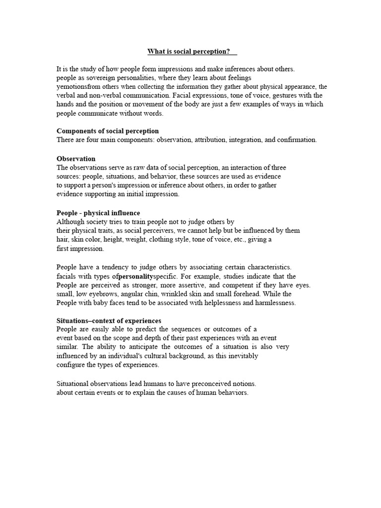 What is social perception? | PDF | Social Psychology | Human Communication