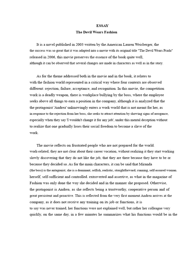 Essay The Devil Wears Prada | PDF | Psychology | Psychological Concepts