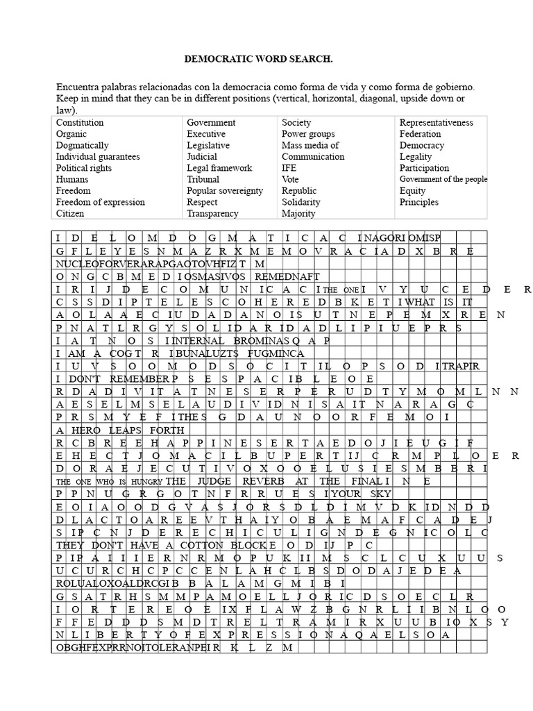 Democracy-Themed Word Search Puzzle | PDF | Democracy | Political ...