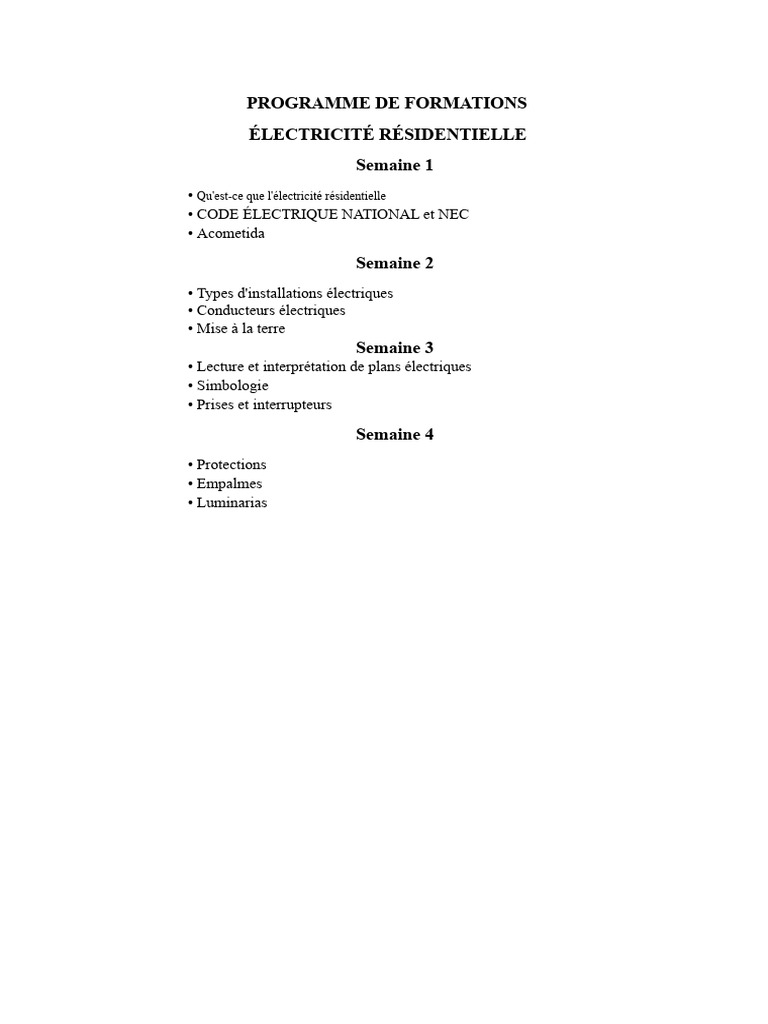 Formation en Électricité Résidentielle | PDF