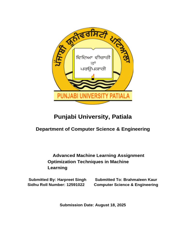 Harpreet Singh Assignment | PDF | Mathematical Optimization | Machine Learning