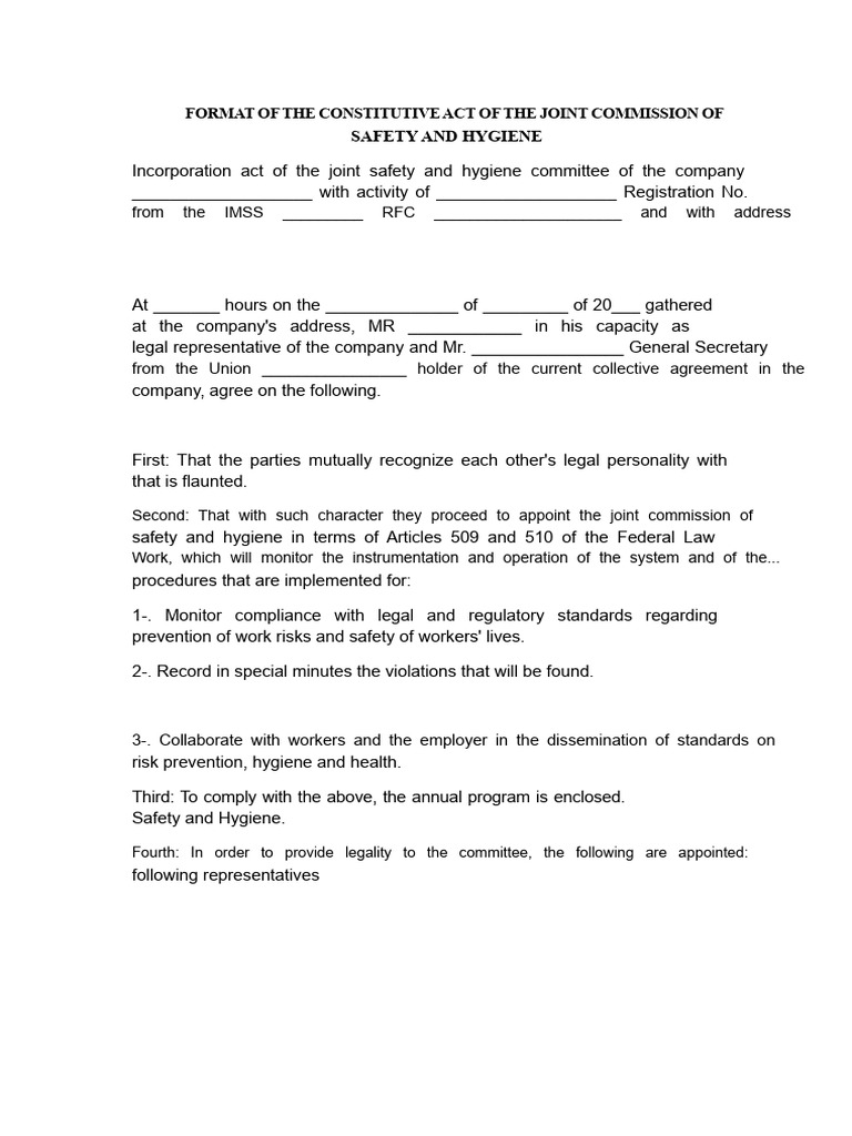 Format of The Constitutive Act of The Joint Commission For Safety and ...