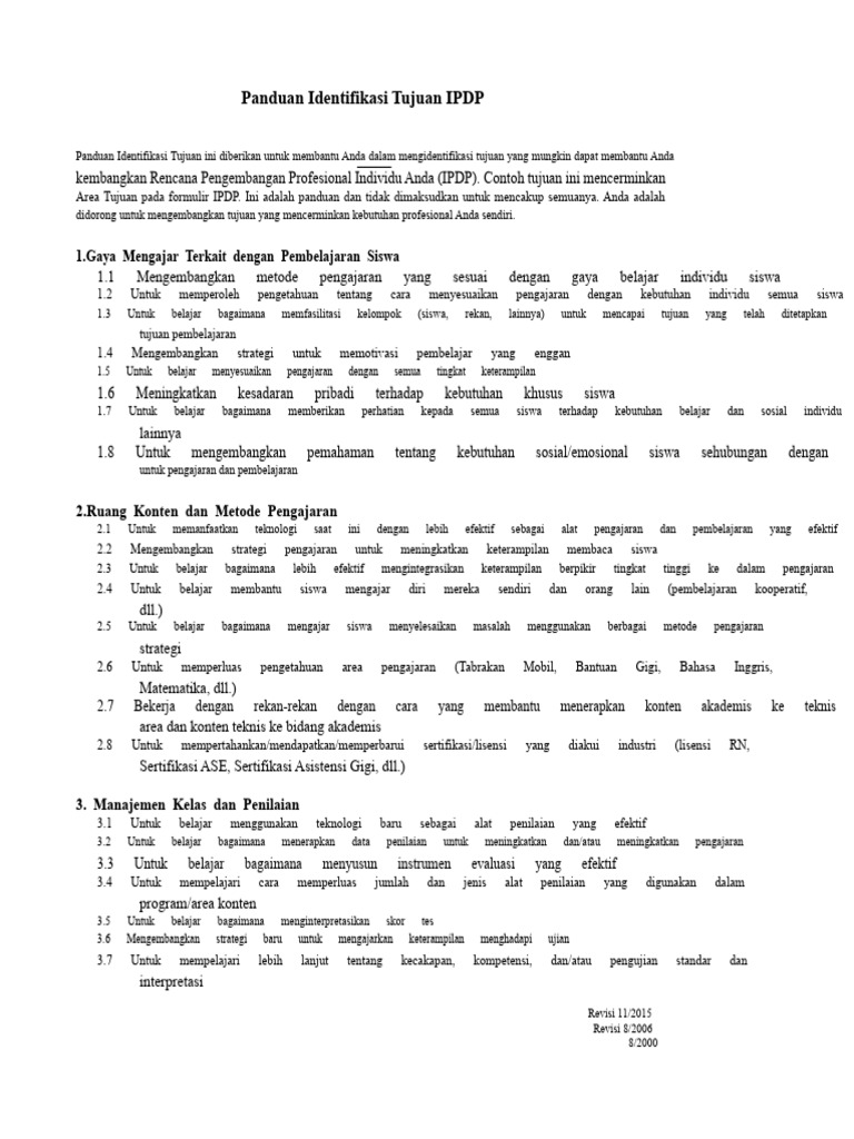Panduan Identifikasi Tujuan Ipdp Pdf
